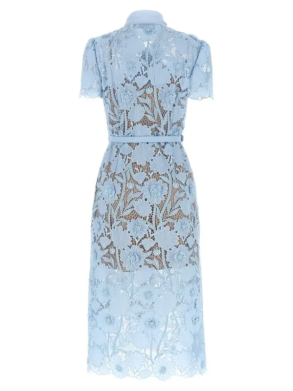 SELF-PORTRAIT Lace Tie Neck Midi Dress