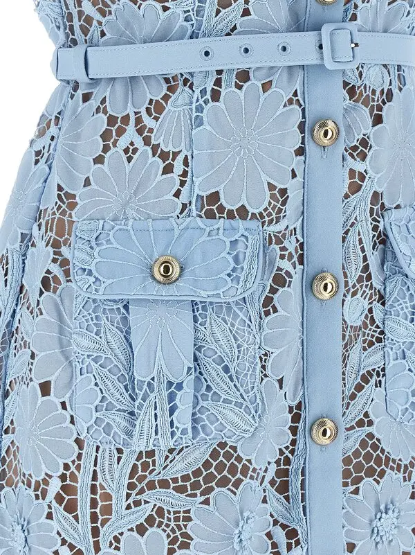 SELF-PORTRAIT Lace Tie Neck Midi Dress