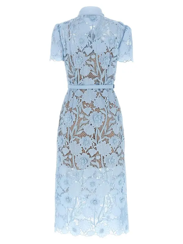 SELF-PORTRAIT Lace Tie Neck Midi Dress