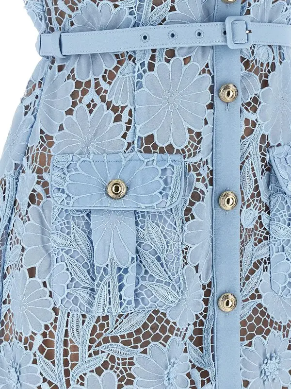 SELF-PORTRAIT Lace Tie Neck Midi Dress