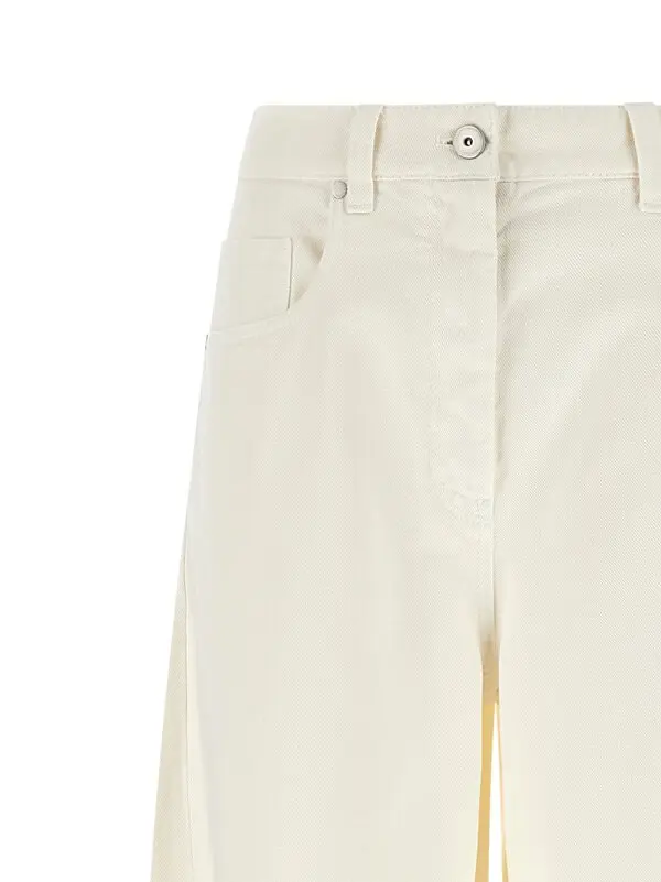 Brunello Cucinelli Wide Barrel Jeans In Cotton Denim