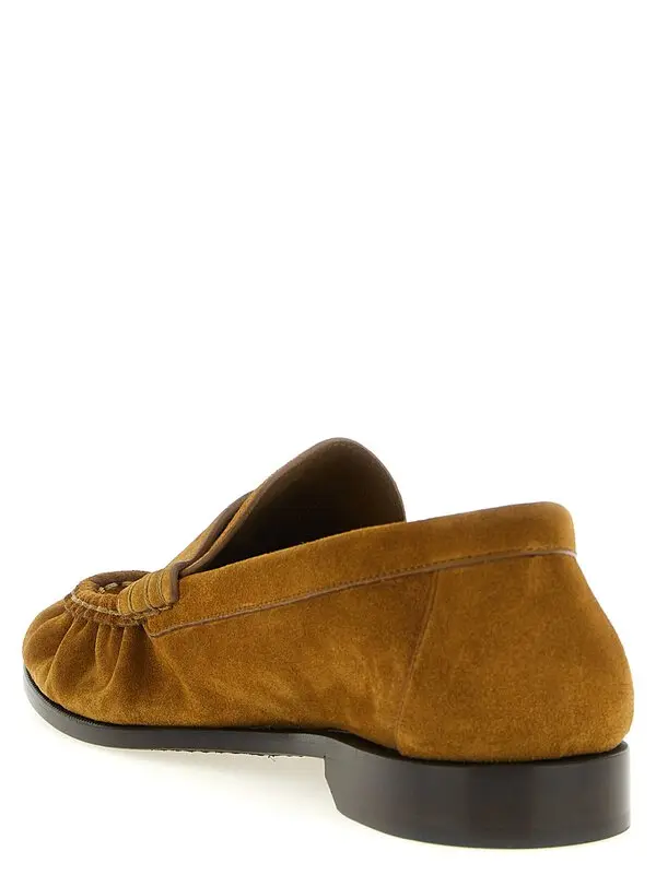 Saint Laurent Le Loafer In Matte Leather With Antiqued Cassandre Logo - Brown