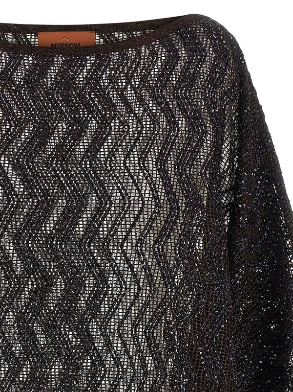 Missoni Zigzag Sequin Mesh Dress - Brown