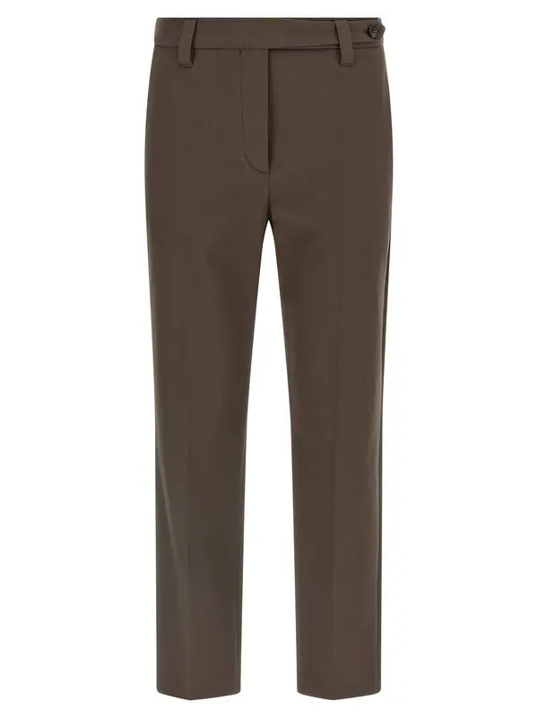 Brunello Cucinelli Micro Striped Cotton Trousers - Brown