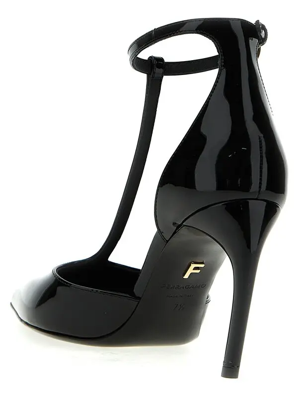 FERRAGAMO Odette Patent Leather Pumps With Ankle Strap