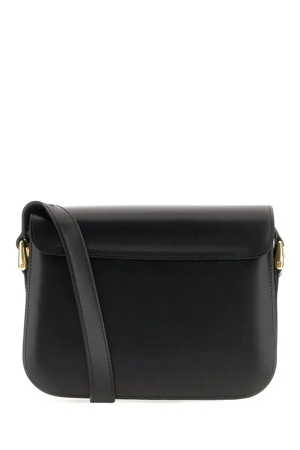 A.p.c. Black Leather Crossbody Bag With Gold Tone Clasp