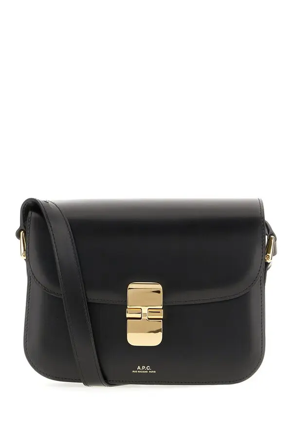 A.p.c. Black Leather Crossbody Bag With Gold Tone Clasp - Multicolor
