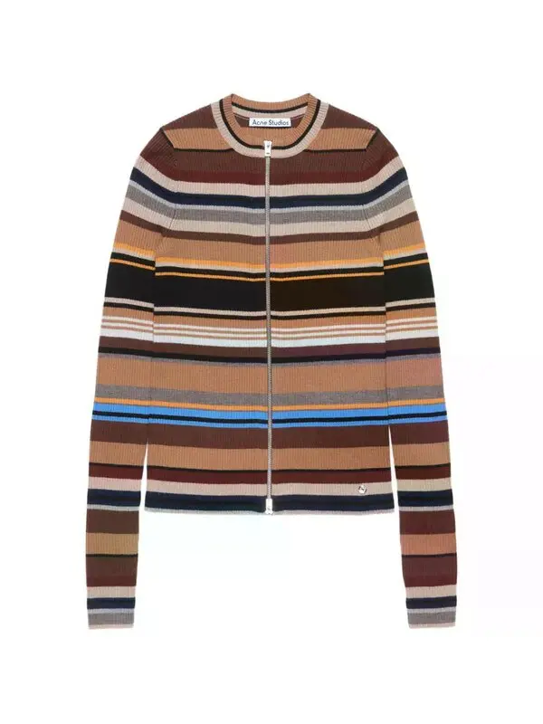 Acne Studios Striped Zip-up Cardigan - Brown