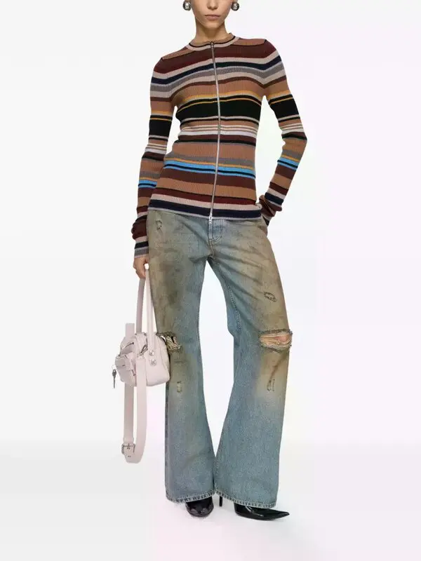 Acne Studios Striped Zip-up Cardigan