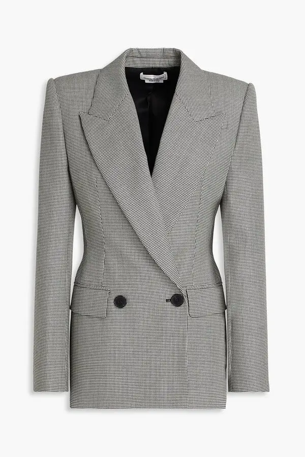 Alexander McQueen Double-breasted Houndstooth Wool Blazer