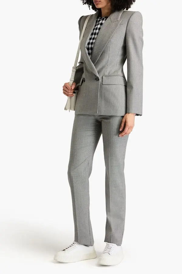 Alexander McQueen Double-breasted Houndstooth Wool Blazer