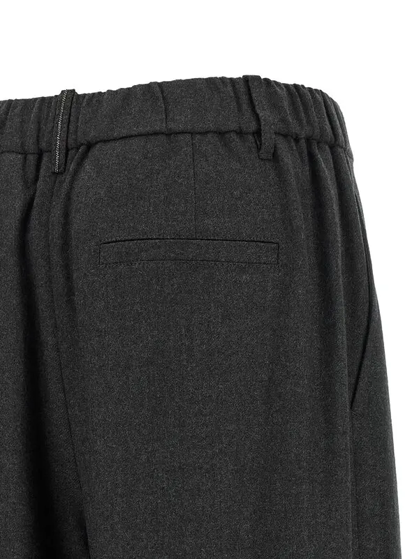 Brunello Cucinelli Mélange Wool Double Pleat Trousers - Gray