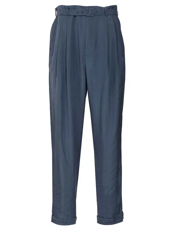 Saint Laurent Habutai Silk Belted Trousers
