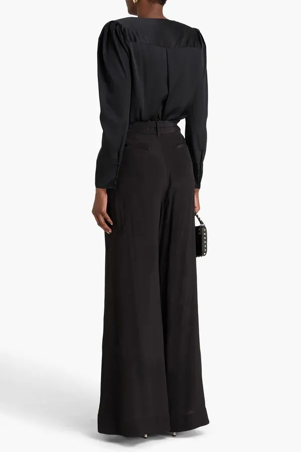 Zimmermann Belted Satin Crepe Wide-leg Pants