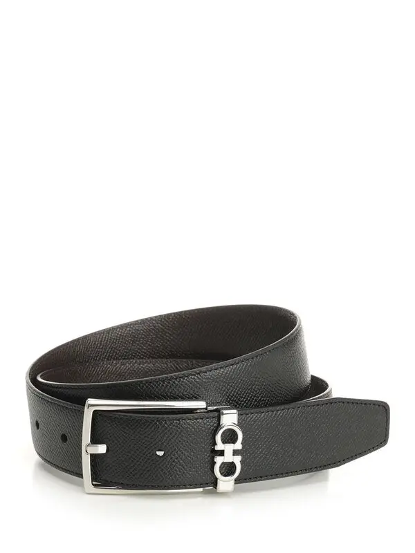 FERRAGAMO Reversible And Adjustable Gancini Belt - Brown