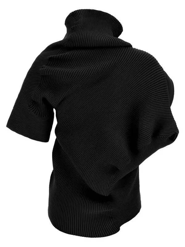 Issey Miyake Life Form Asymmetrical Ribbed Knit Top