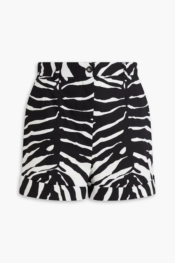 Dolce & Gabbana Zebra-print Cotton-blend Twill High-rise Shorts