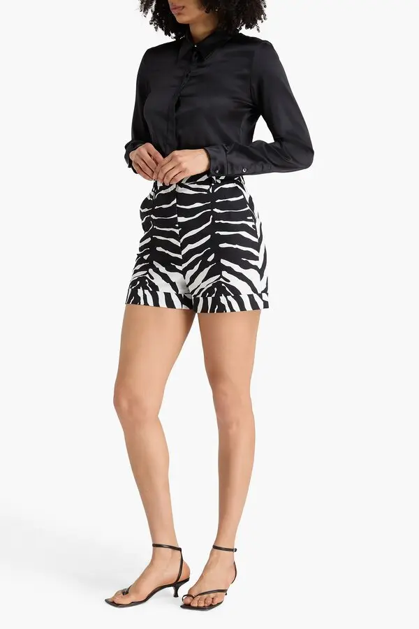 Dolce & Gabbana Zebra-print Cotton-blend Twill High-rise Shorts