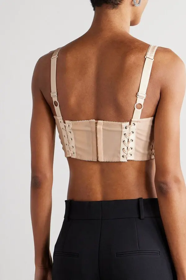 Dolce & Gabbana Cropped Laceup Satin Bustier Top