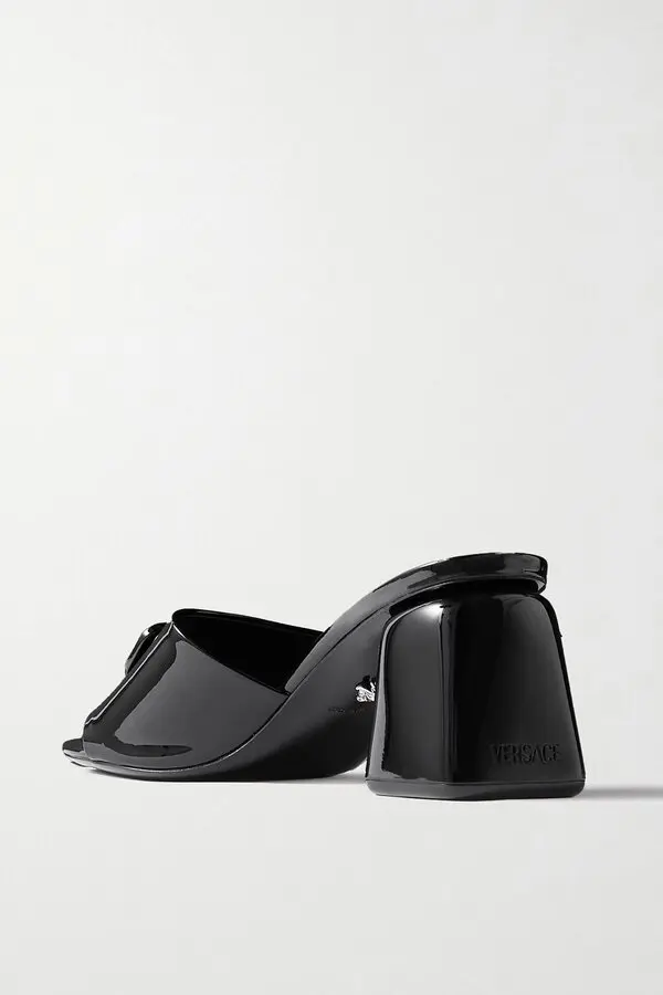 Versace Barret Embellished Patent Leather Mules