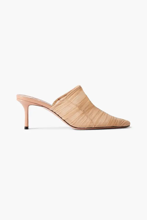 JIMMY CHOO Lotta 65 Ruched Tulle Mules - Blush