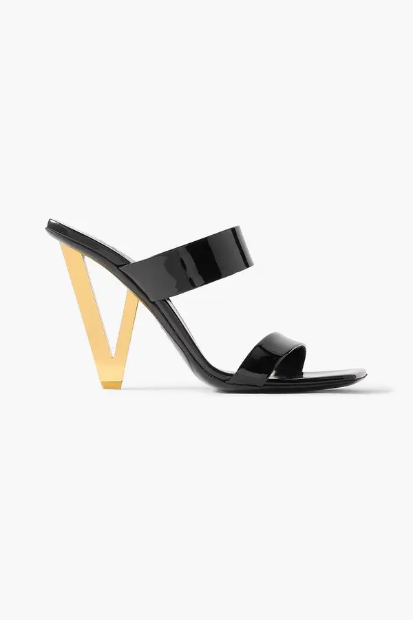 Versace Embellished Patent Leather Mules