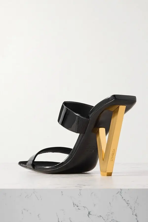 Versace Embellished Patent Leather Mules
