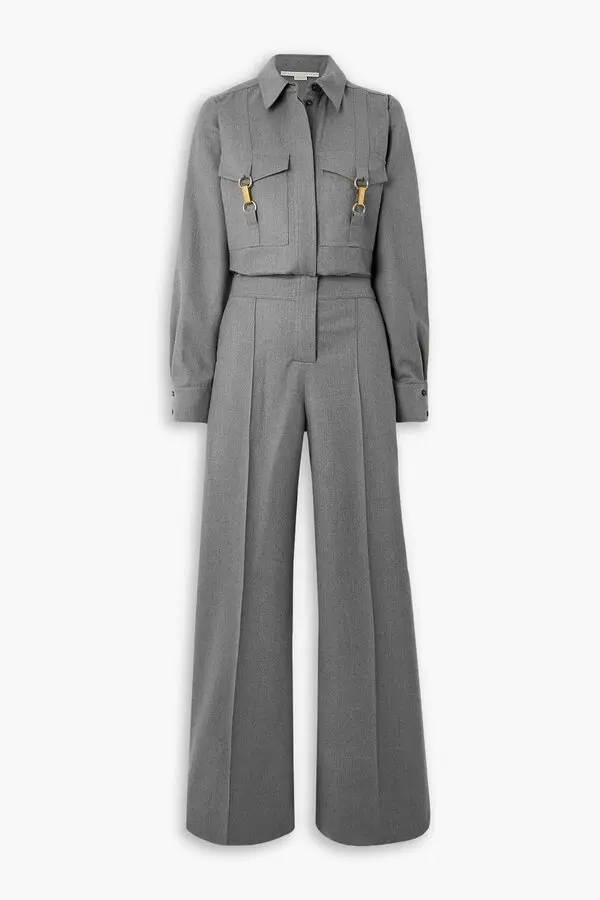 Stella McCartney Embellished Wool Twill Jumpsuit - Gray