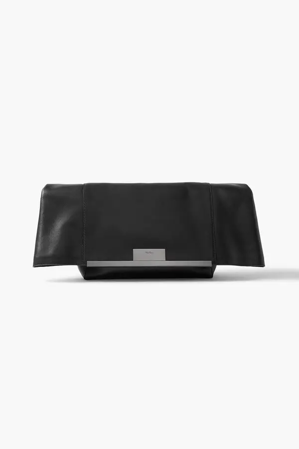 Max Mara Leather Clutch With Gunmetal Hardware