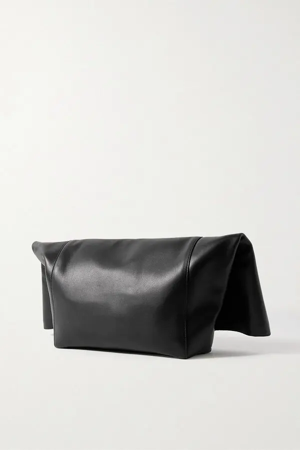 Max Mara Leather Clutch With Gunmetal Hardware