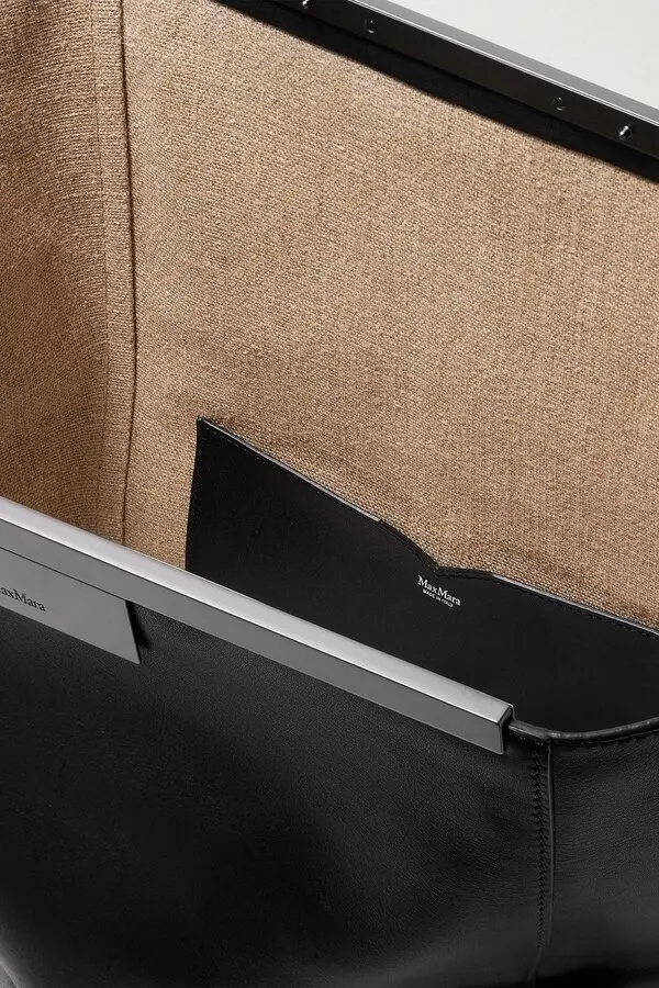Max Mara Leather Clutch With Gunmetal Hardware