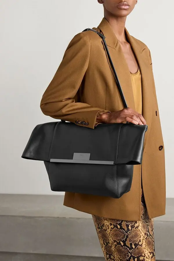 Max Mara Leather Clutch With Gunmetal Hardware