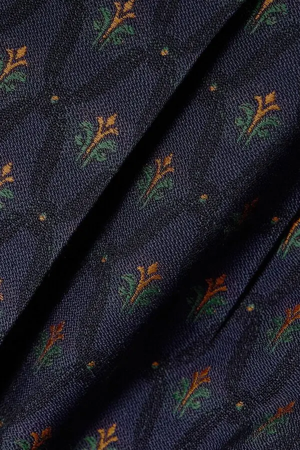 Etro Pleated Jacquard Wide-leg Wool And Cotton-blend Pants