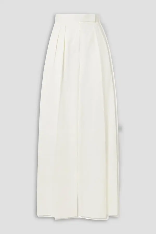 Max Mara Chenzia Pleated Cotton Wideleg Pants - Ecru