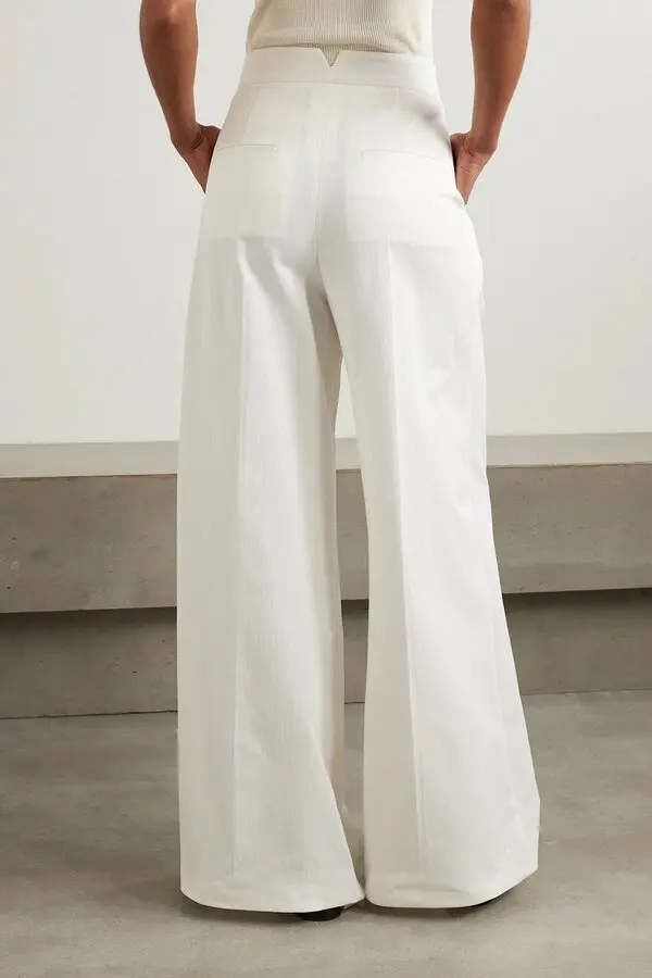 Max Mara Chenzia Pleated Cotton Wide-leg Pants