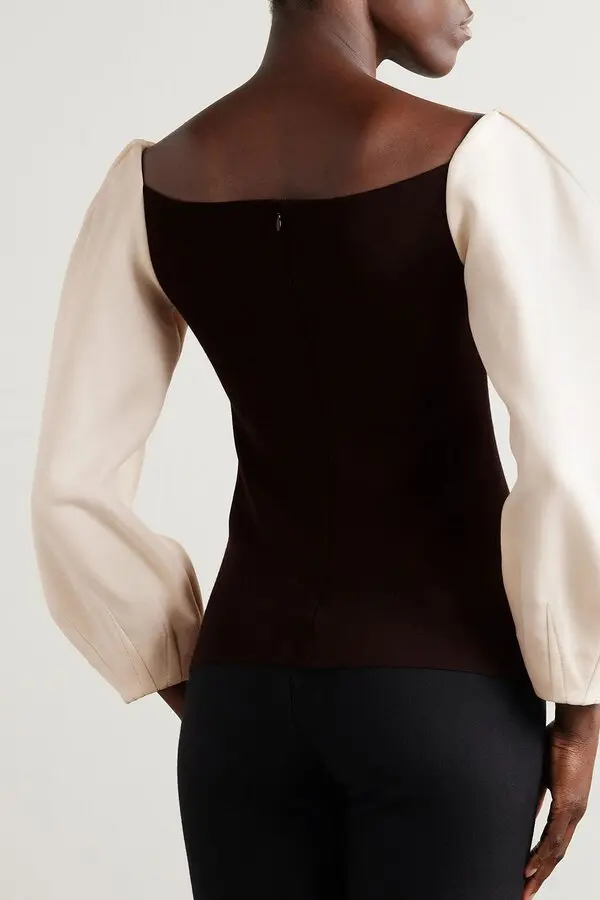 Gabriela Hearst Enoch Wool-crepe And Silk Cropped Top