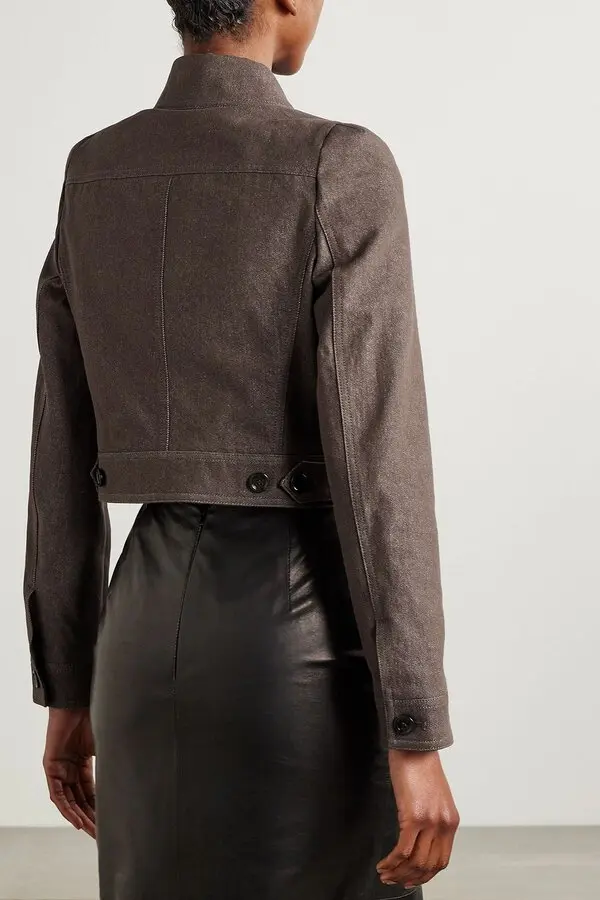 Max Mara Cropped Denim Jacket With Buttoned Waist Tabs