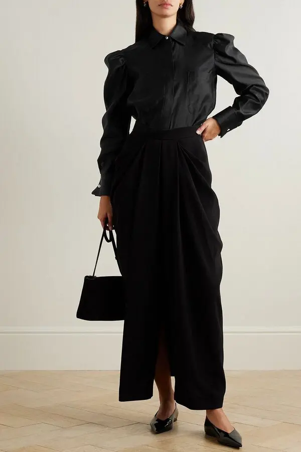 Max Mara Faraday Gathered Cotton Shirt - Black