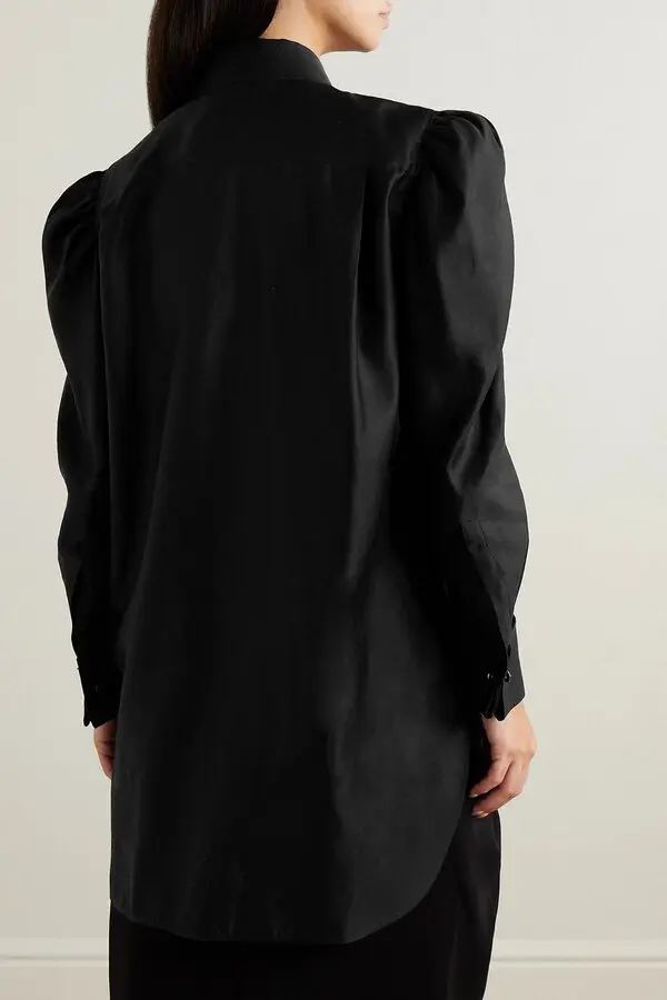 Max Mara Faraday Gathered Cotton Shirt - Black