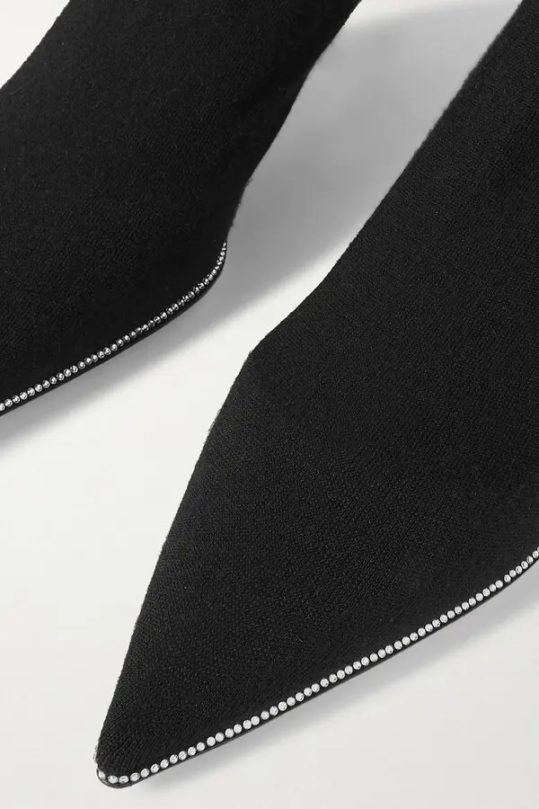 Rene Caovilla Crystal-embellished Stretch-knit Over-the-knee Boots