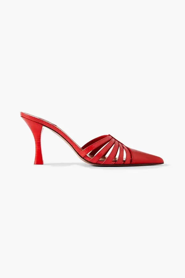 Paris Texas Nadia Lee Cohen Patent And Snake-effect Leather Mules
