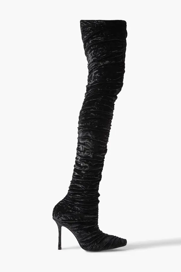 JIMMY CHOO Lotta 100 Ruched Crushed Velvet Over-the-knee Boots