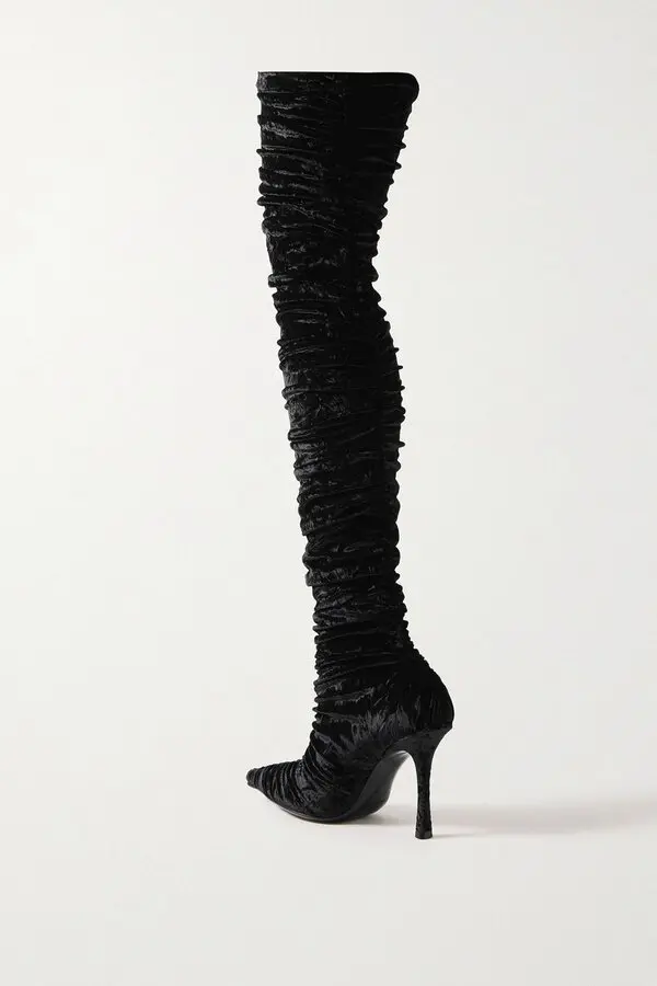 JIMMY CHOO Lotta 100 Ruched Crushed Velvet Over-the-knee Boots