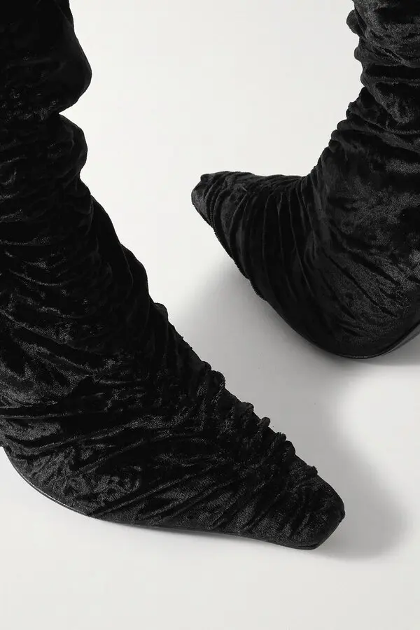 JIMMY CHOO Lotta 100 Ruched Crushed Velvet Over-the-knee Boots