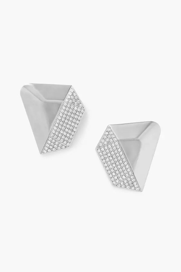 Amina Muaddi Gisele Tone Crystal Earrings - Silver