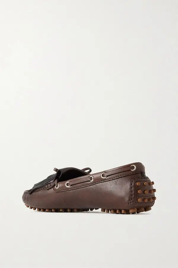 Brunello Cucinelli Tasseled Fringed Leather Loafers
