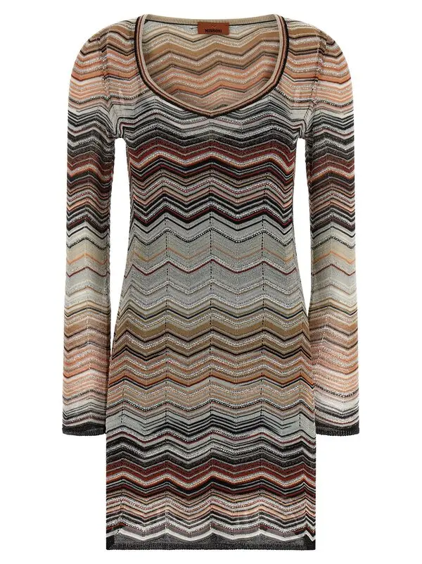 Missoni Chevron Lamé Sequin Mini Dress - Brown
