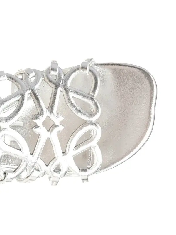 Loewe Leather Slide Sandal - Silver