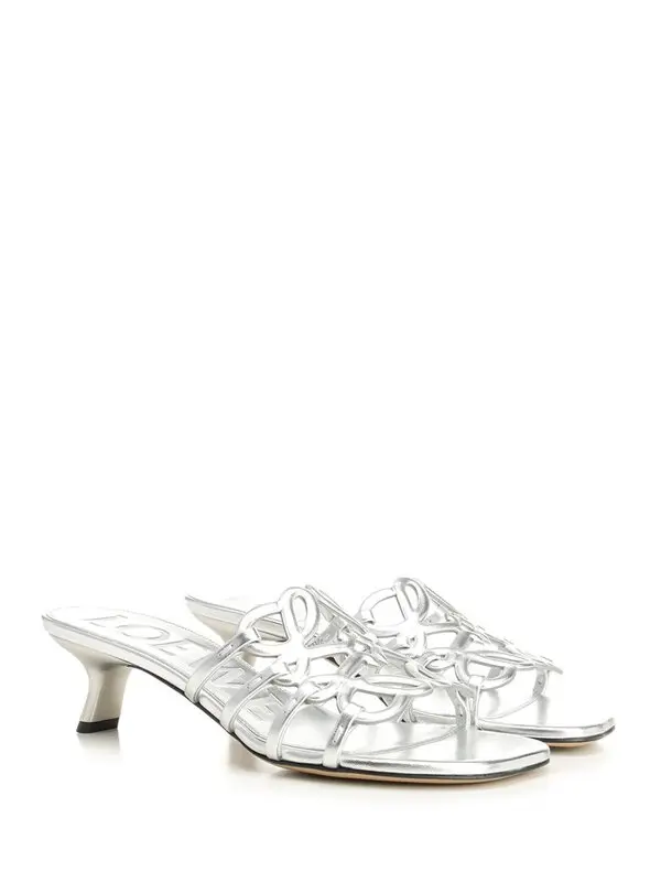 Loewe Leather Slide Sandal - Silver