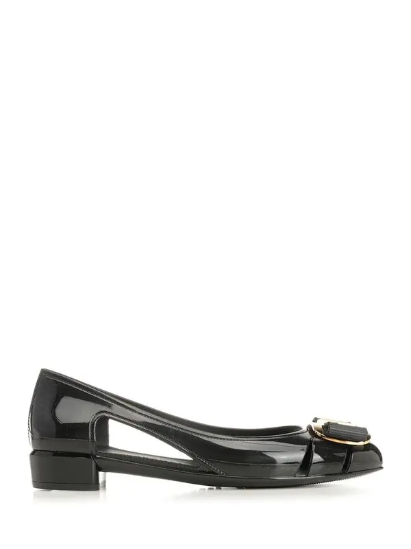 FERRAGAMO Vara Bow Jelly Ballerinas With Side Cut-outs - Black